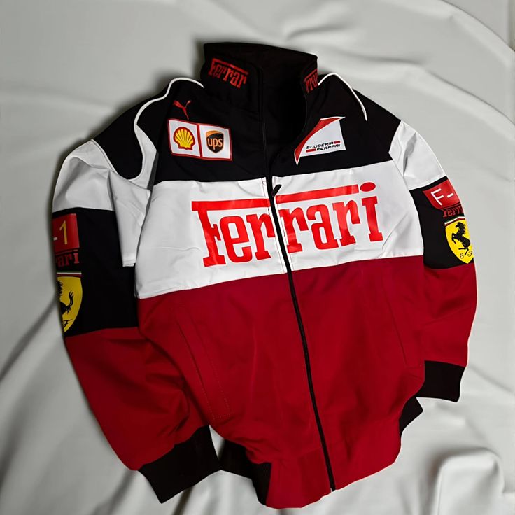 Ferrari F1 Red & White Vintage Racing Style Unisex Jacket 🏁| shopping ...