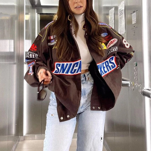 Vintage Snickers Racer Jacket | Iconic Motorsport Racing Biker Jacket ...
